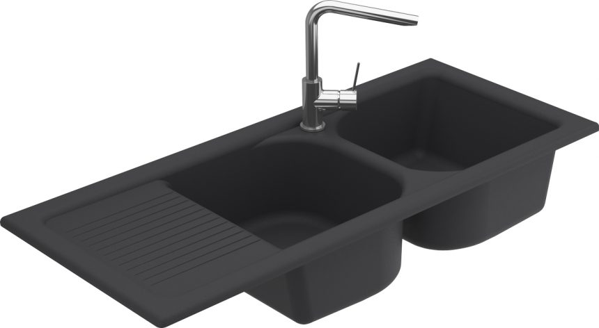 K/Sink 1+½ Bowls with Drain Brasil White Sanitana | Dar Ceramica Centre